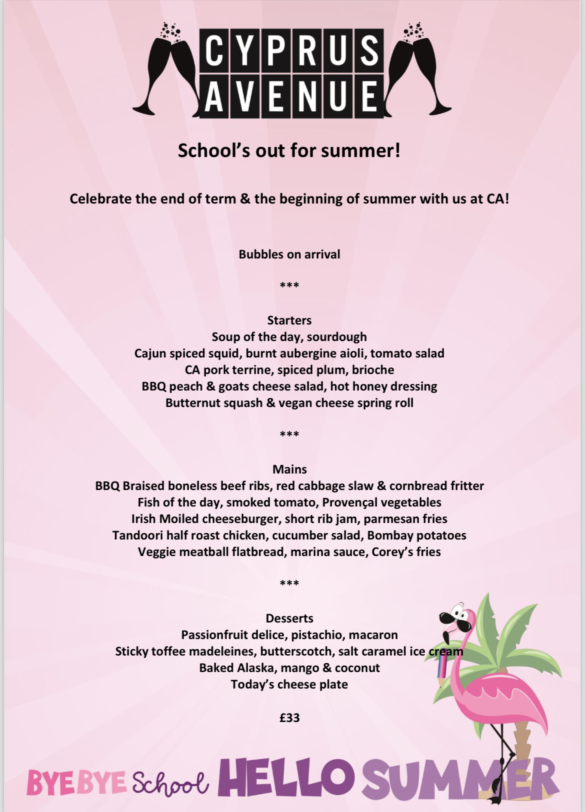 Menus | Cyprus Avenue